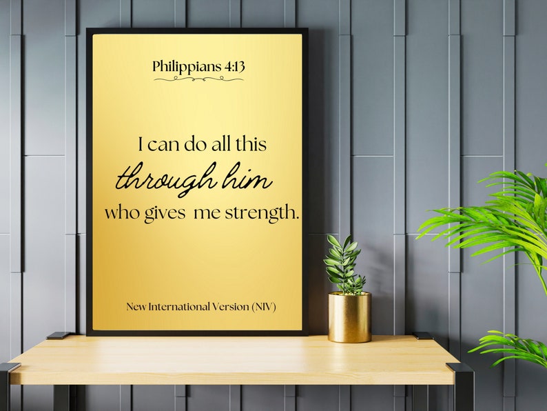 Bible Verse Wall Art | Philippians 4:13 Minimalist Nursery Decor Gift ...