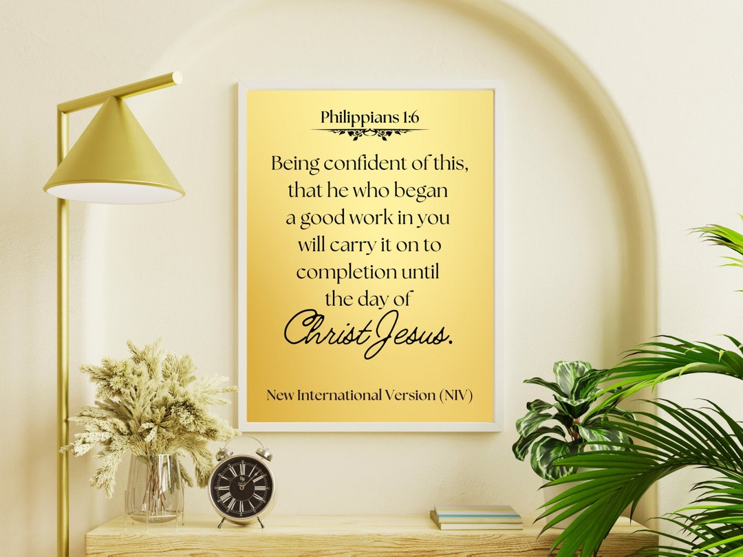 Philippians 1:6 Bible Verse Wall Art Minimalist Decor for Christians ...