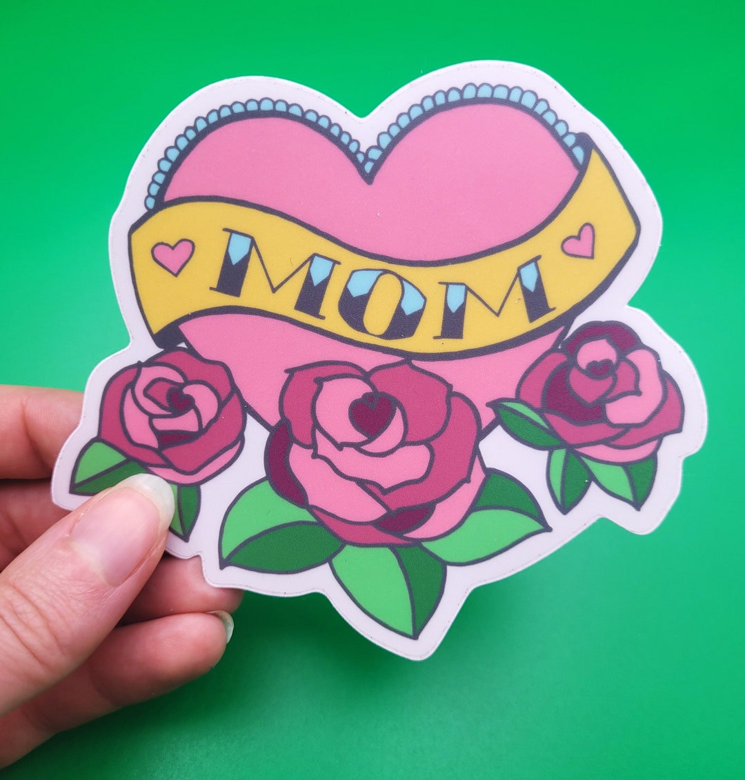 Sticker: "mom" Vintage Tattoo Heart - Etsy