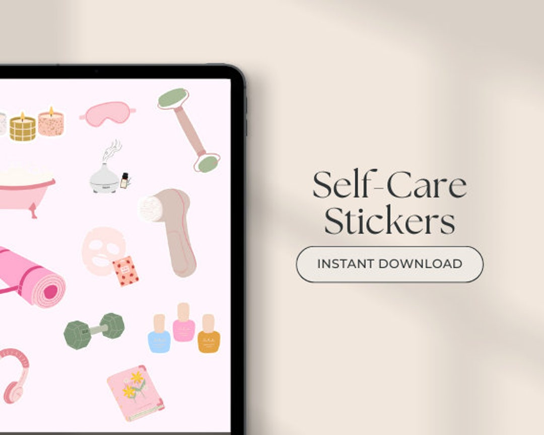 Self Care Digital Stickers, Motivational Wellbeing Planner Stickers ...