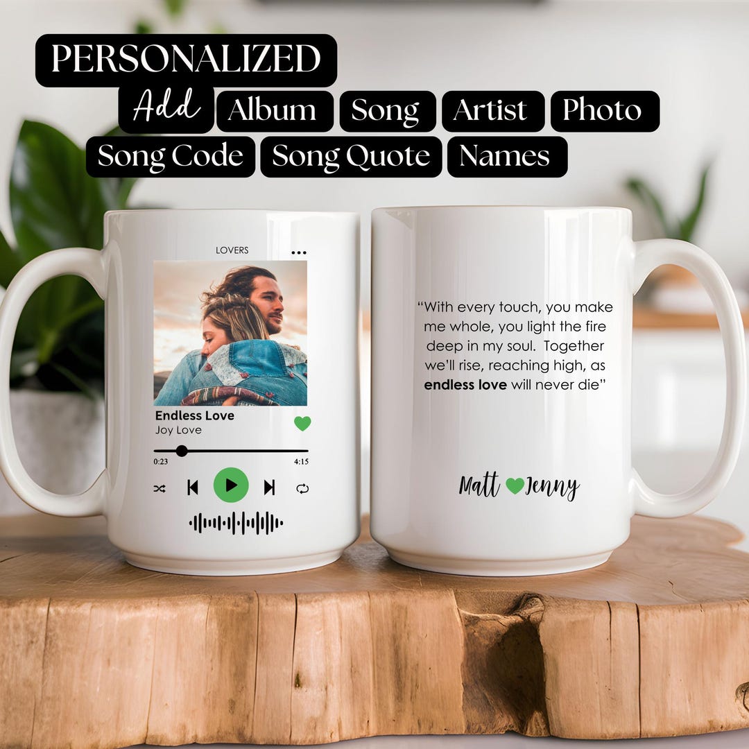 Personalized Music Plaque Mug: Custom Photo & Song Lyrics Gift - Etsy