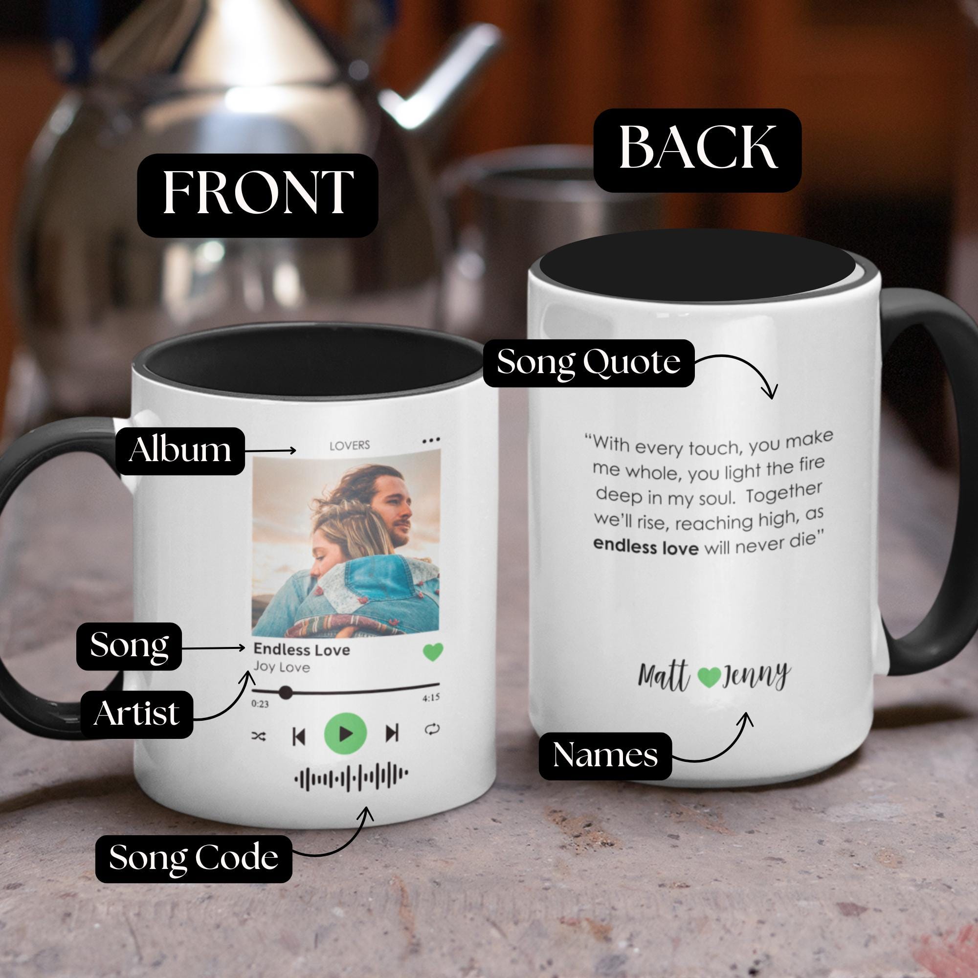 Personalized Music Plaque Mug: Custom Photo & Song Lyrics Gift - Etsy
