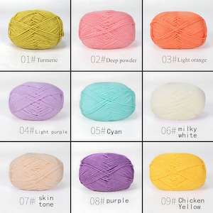 Vibrant 4-ply Milk Cotton Yarn - 50g± Skein,70 Stunning Colors for ...