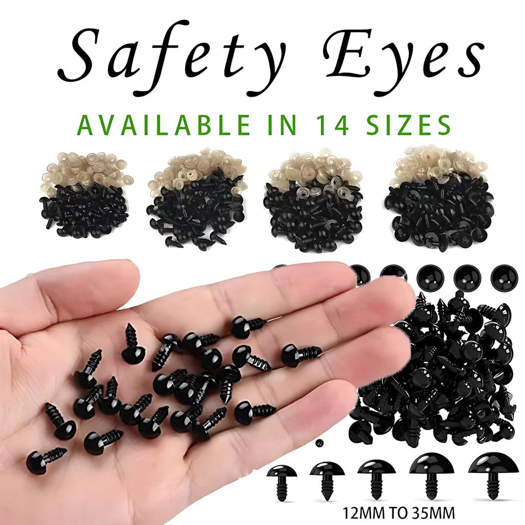 BLACK Safety Eyes, Available in 9 Different Sizes (12mm to 35mm ...