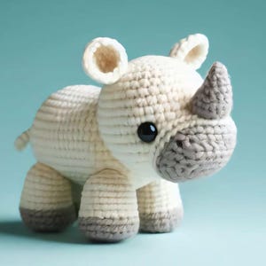 Extra Large 35cm Rhino Crochet Pattern - Amigurumi Rhino Pattern ...