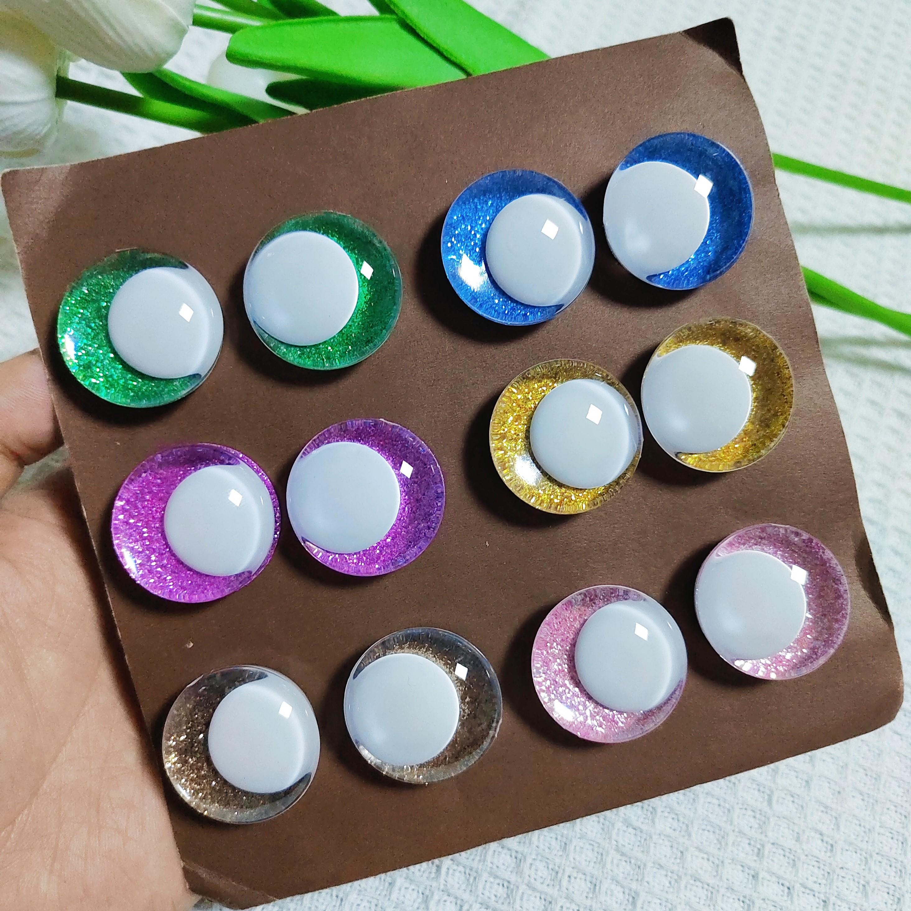 OFFSET WHITE PUPIL Kawaii Safety Eyes for Crochet Amigurumi Glitter ...