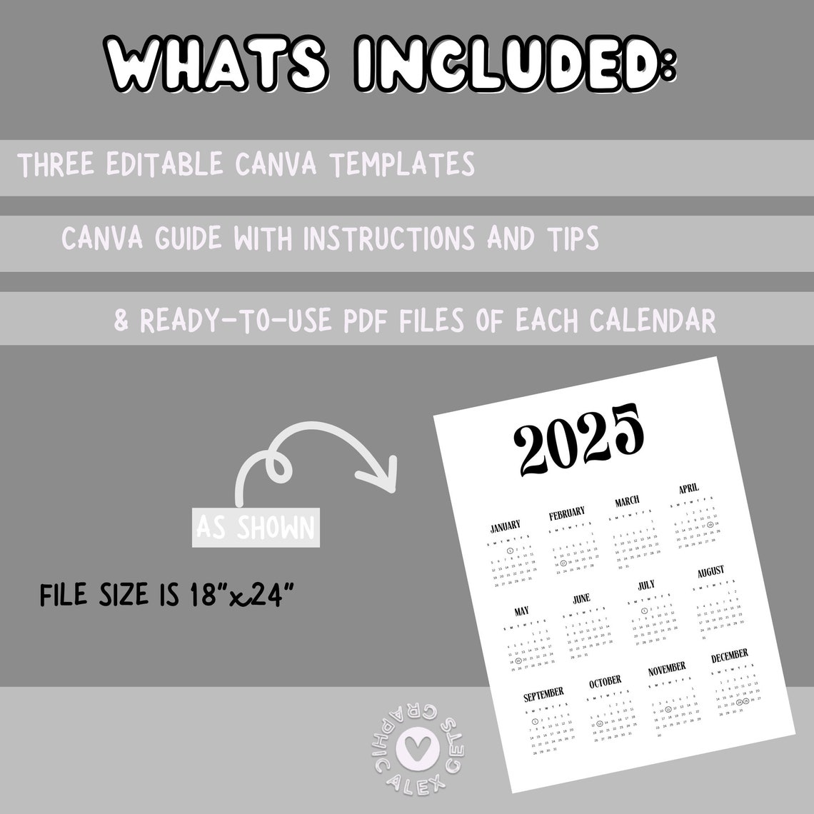 Editable 2025 Calendar Templates Printable & Digital Calendar Canva ...