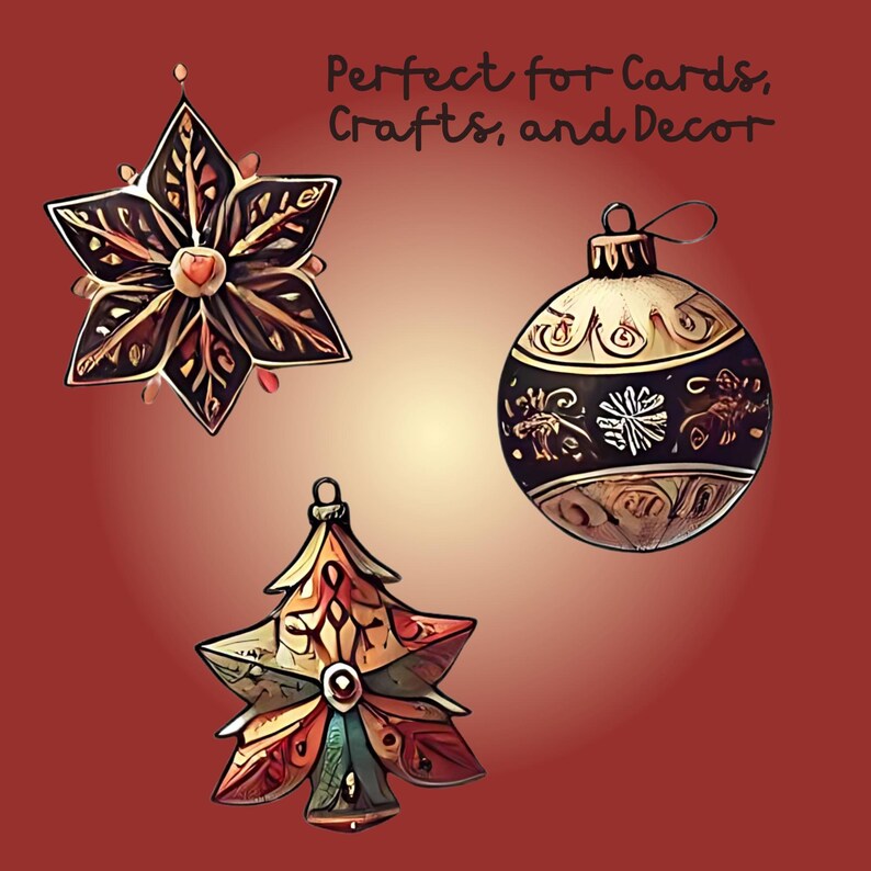 Vintage Christmas Ornament Clipart Set Retro Santa Graphics Digital ...