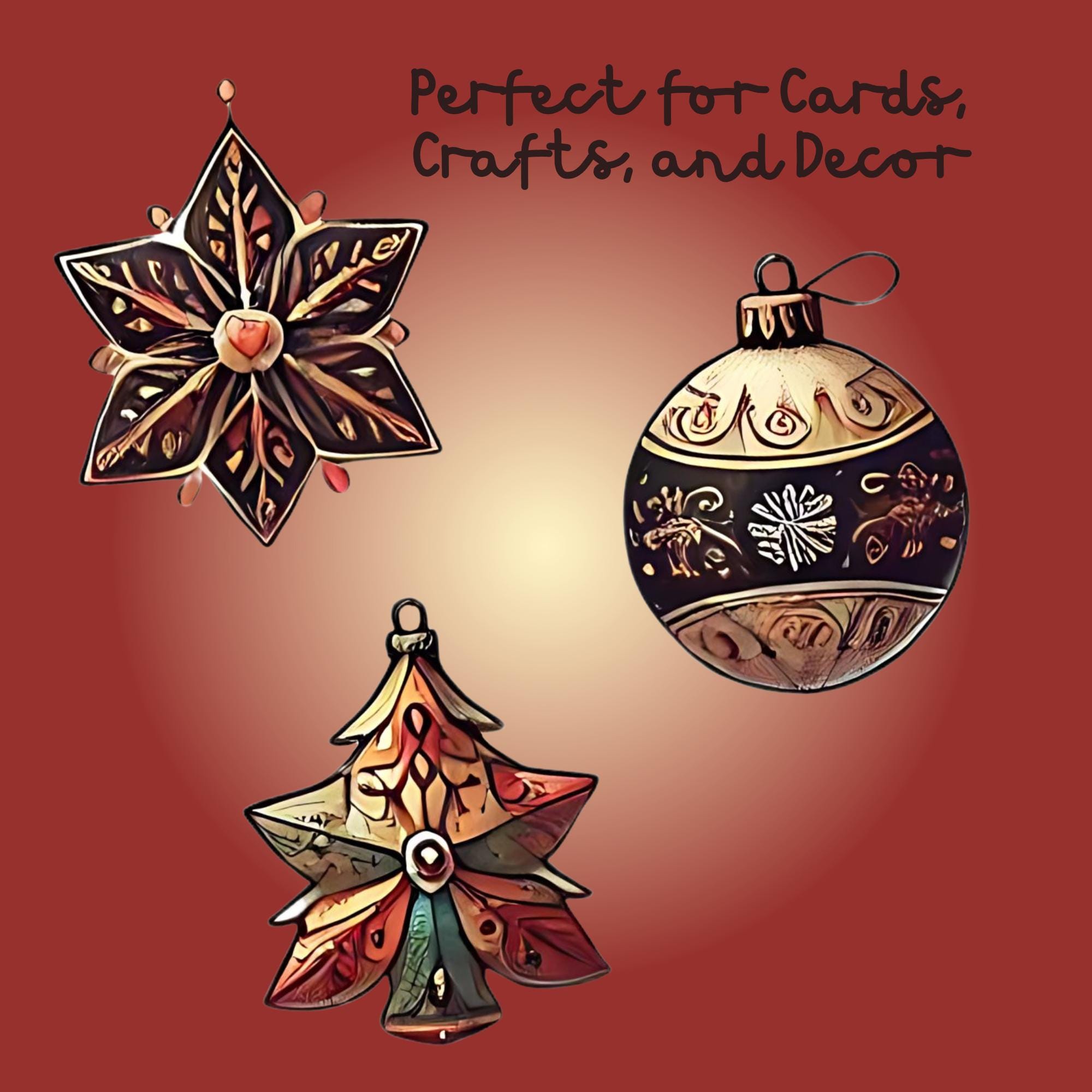 Vintage Christmas Ornament Clipart Set Retro Santa Graphics Digital ...