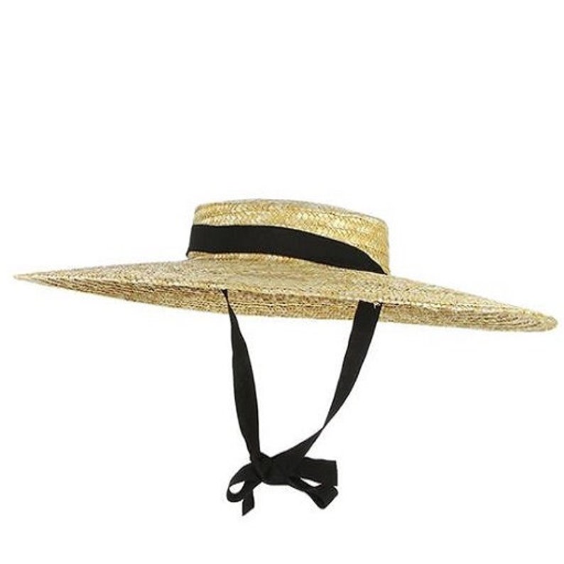 Women Raffia Wide Brim Boater Hat, Brim Straw Hat Flat Women Summer ...