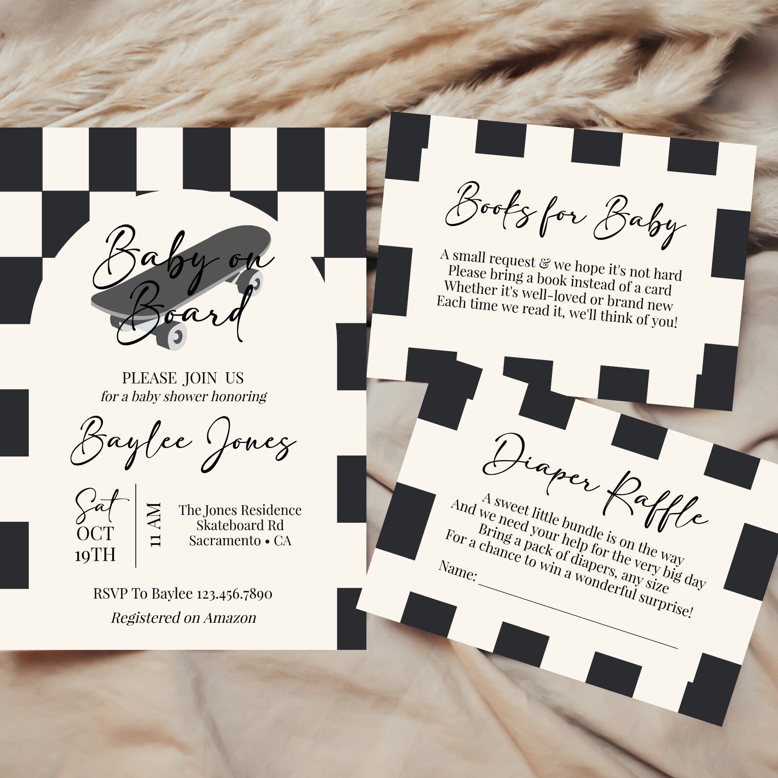 Baby on Board Baby Shower Invitation, Skateboard Baby Shower Invite ...