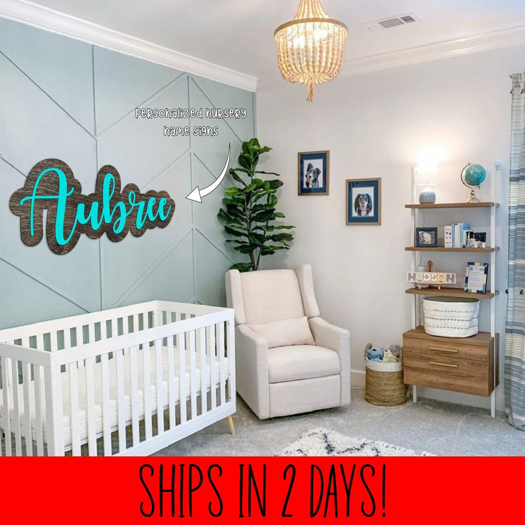 Personalized Wooden Nursery Name Sign Customizable Baby Room Wall ...
