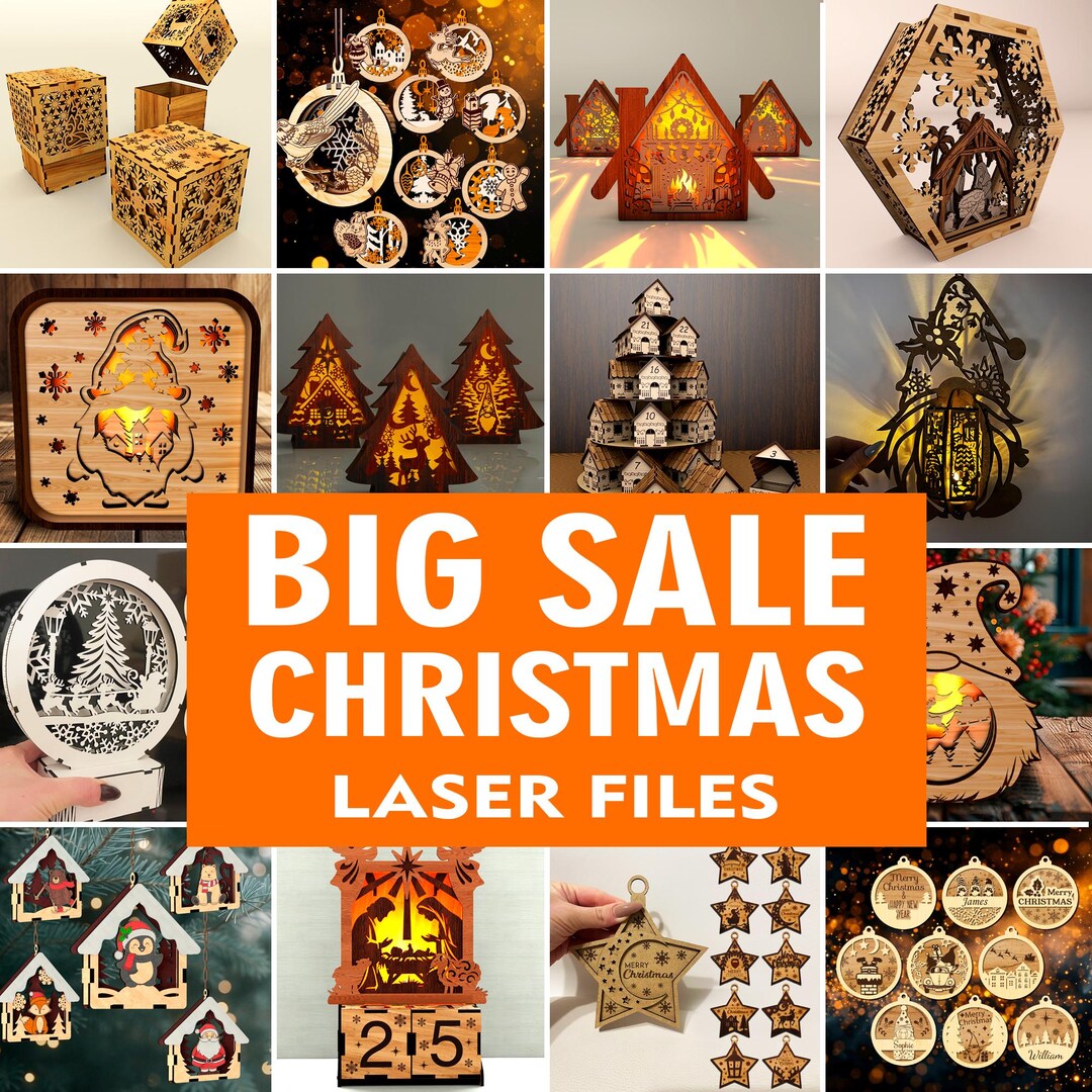 BIG SALE Christmas Laser Cut Files Svg for New Year Decorations, Dxf ...
