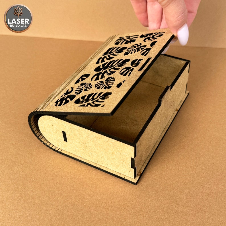 Svg Laser Cut File Box and Wooden Box With Lid, Laser Cut Box Book and ...