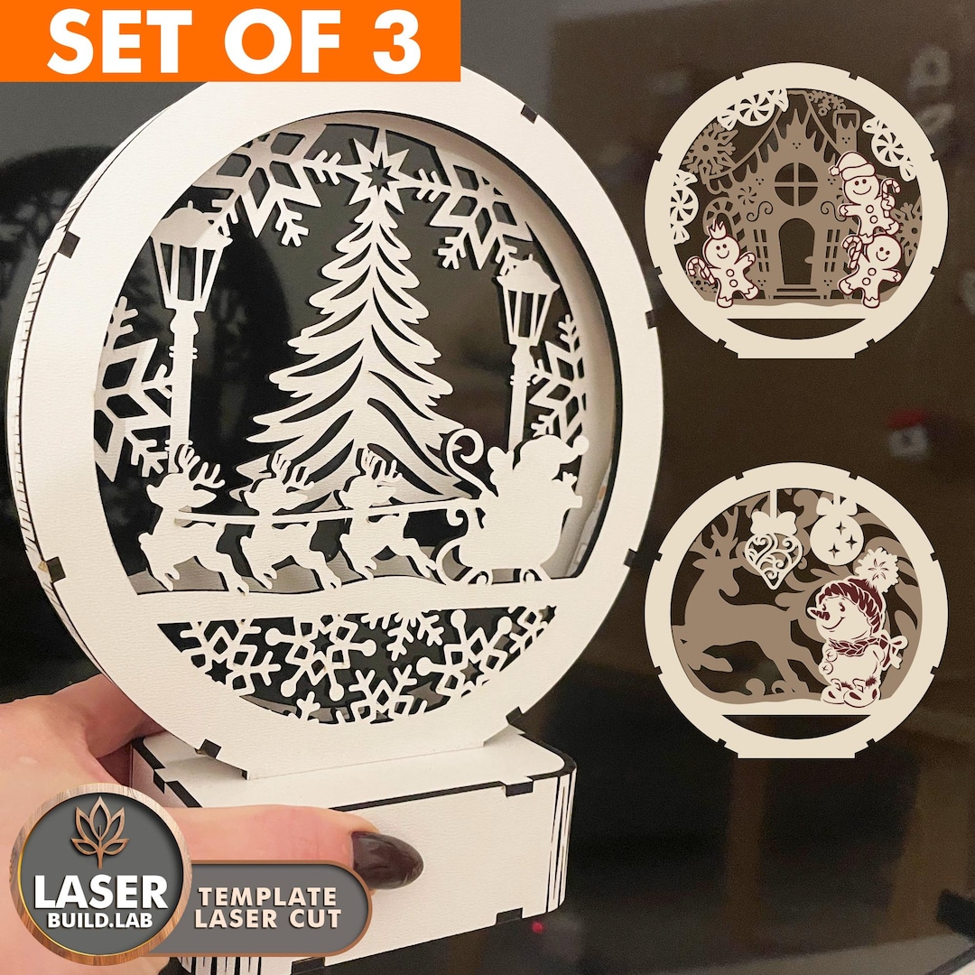 Christmas Lamp Laser Cut Files, Christmas Glowforge File and New Year ...