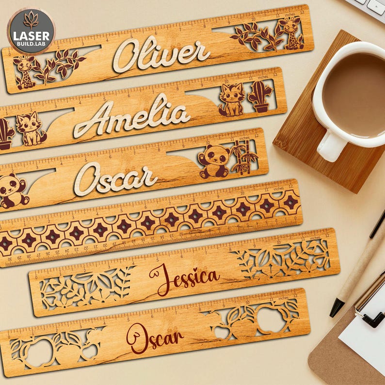 Svg Rulers Laser Cut Files Custom Wooden Ruler Back to School ...