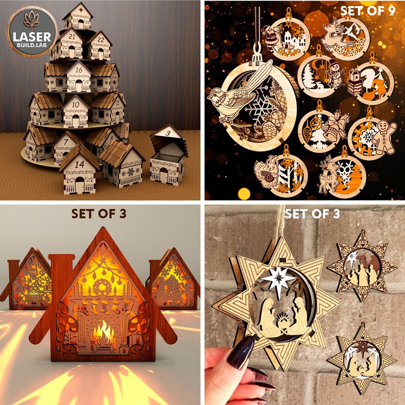 BIG SALE Christmas Laser Cut Files Svg for New Year Decorations, Dxf ...