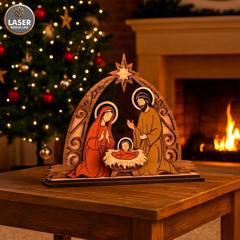 Nativity Scene Laser Cut File Christmas Svg Laser Cutting Religious for ...