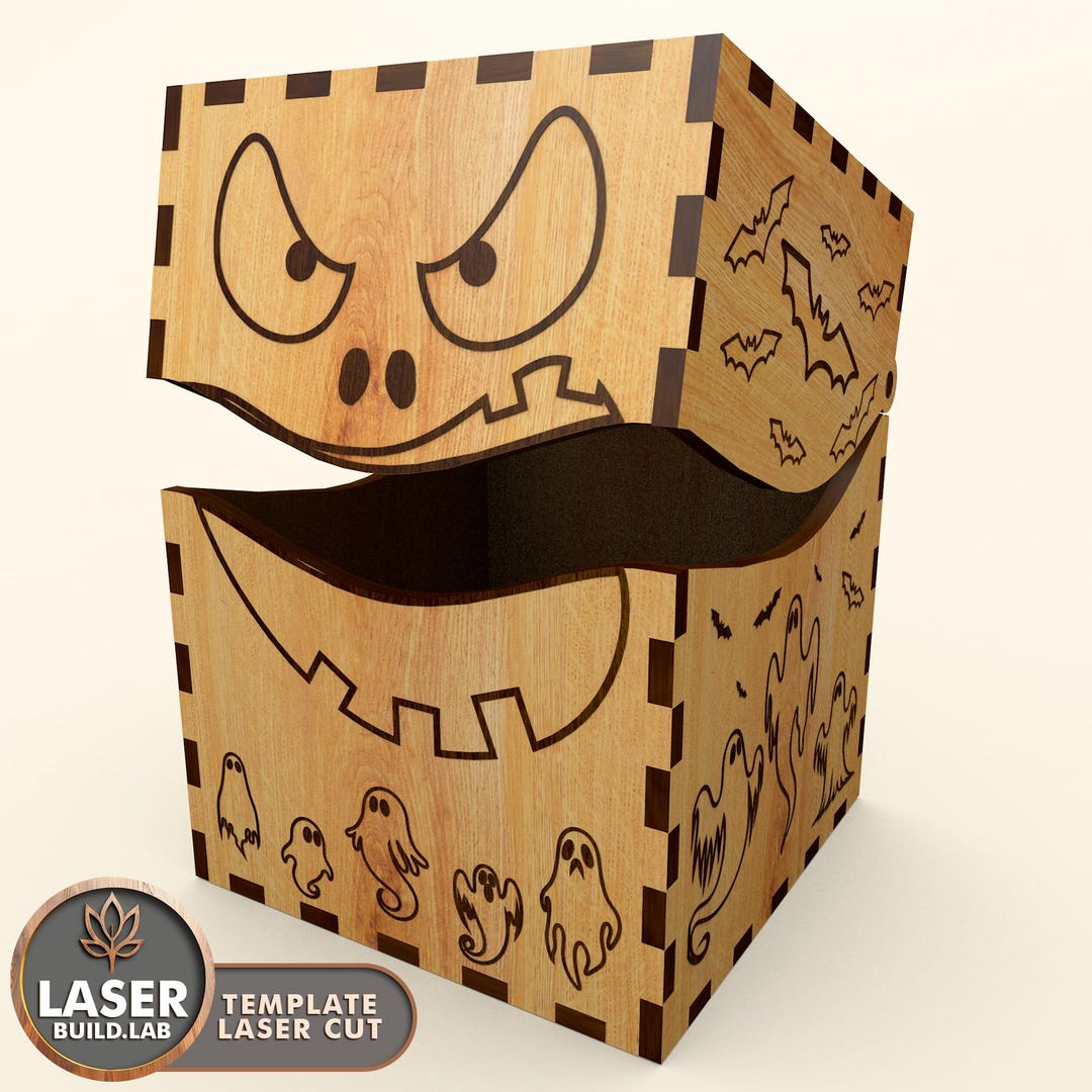 Halloween Box Laser Cut File Scary Box, Wooden Box Laser Cutting File ...