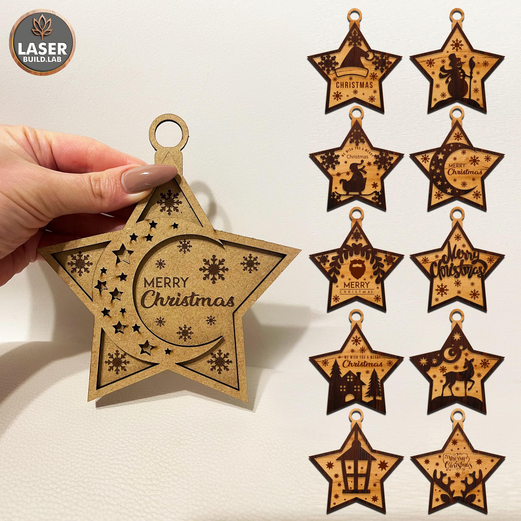 Christmas Ornaments Laser File, Christmas Glowforge, Christmas Bauble ...