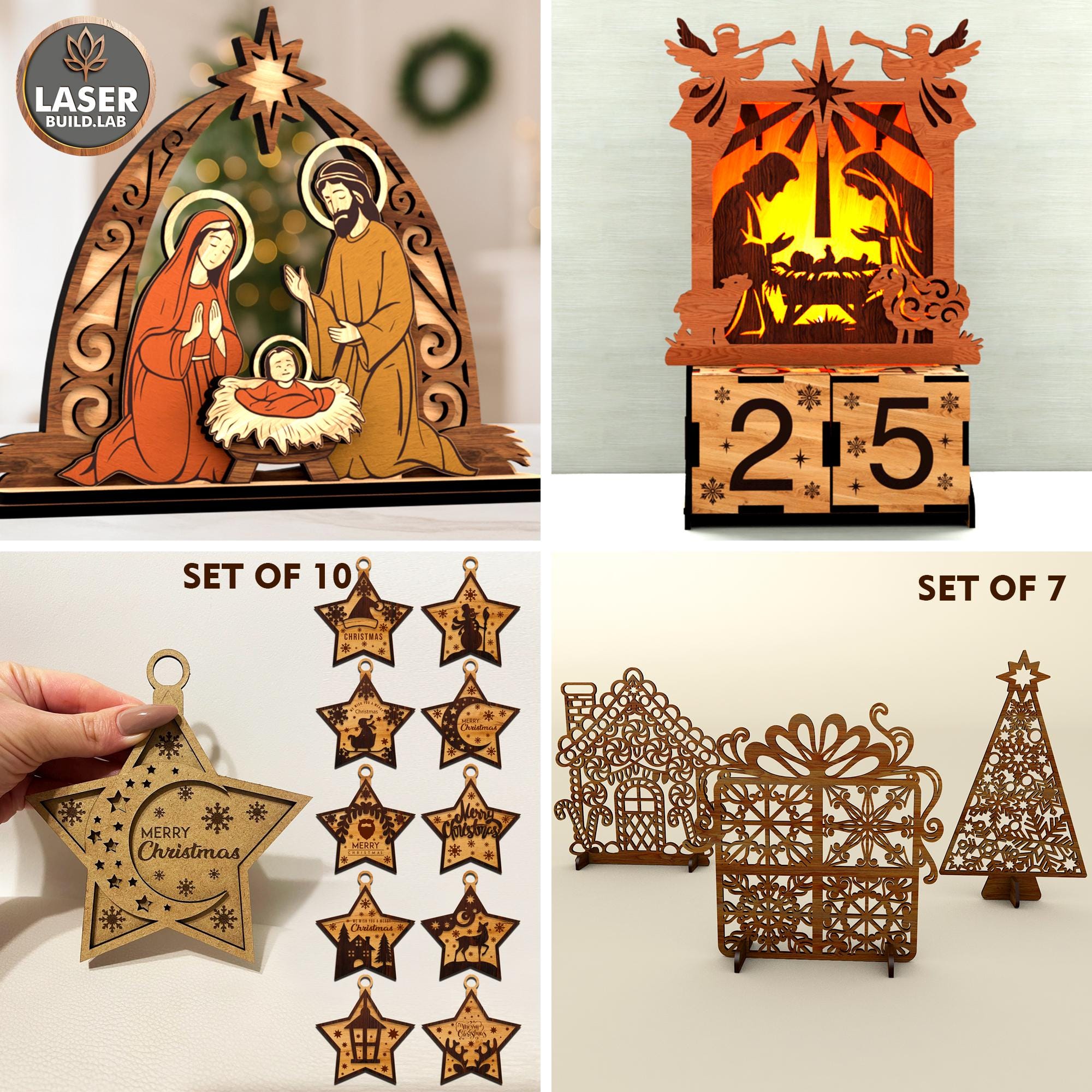 BIG SALE Christmas Laser Cut Files Svg for New Year Decorations, Dxf ...