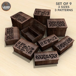 Set of 9 Laser Cut Box Svg Laser Cutter Box and Box Lasercut, Box ...