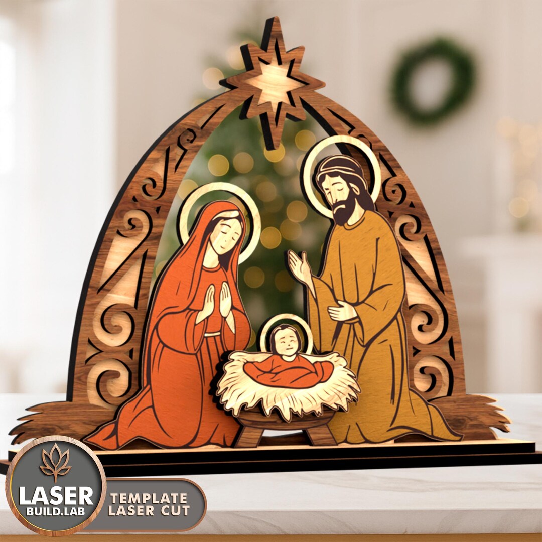 Nativity Scene Laser Cut File Christmas Svg Laser Cutting Religious for ...