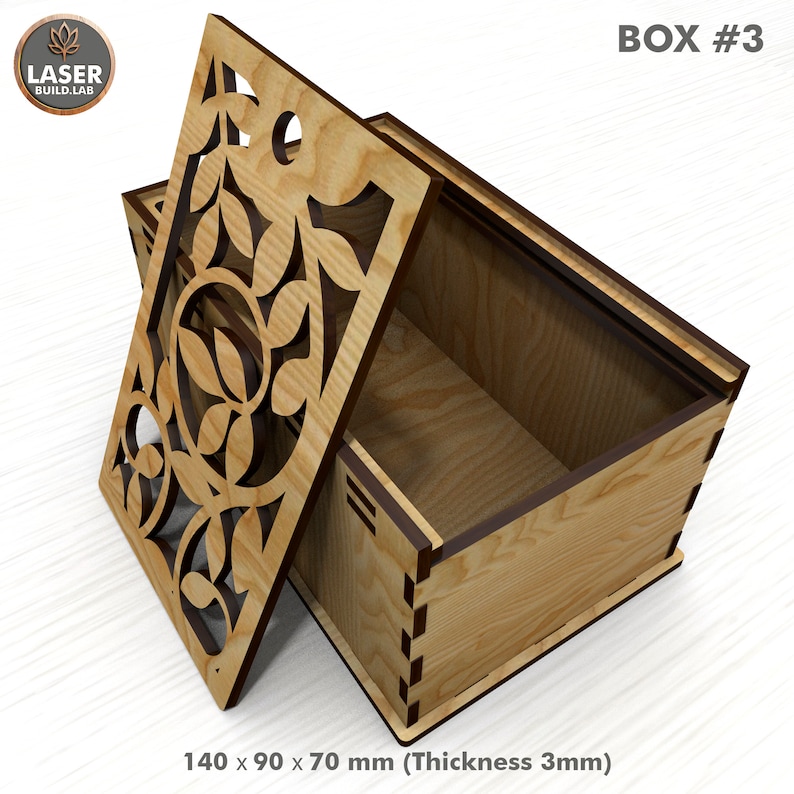Set 15 Laser Cut File Box With Lid Svg for Laser, Laser Cut Wood Box ...