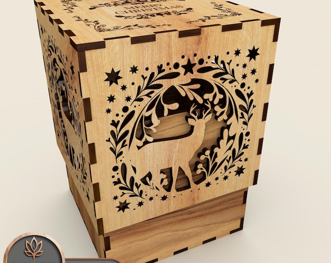 Christmas Laser Cut Box File Svg Pattern and Glowforge Box Svg, Wooden ...
