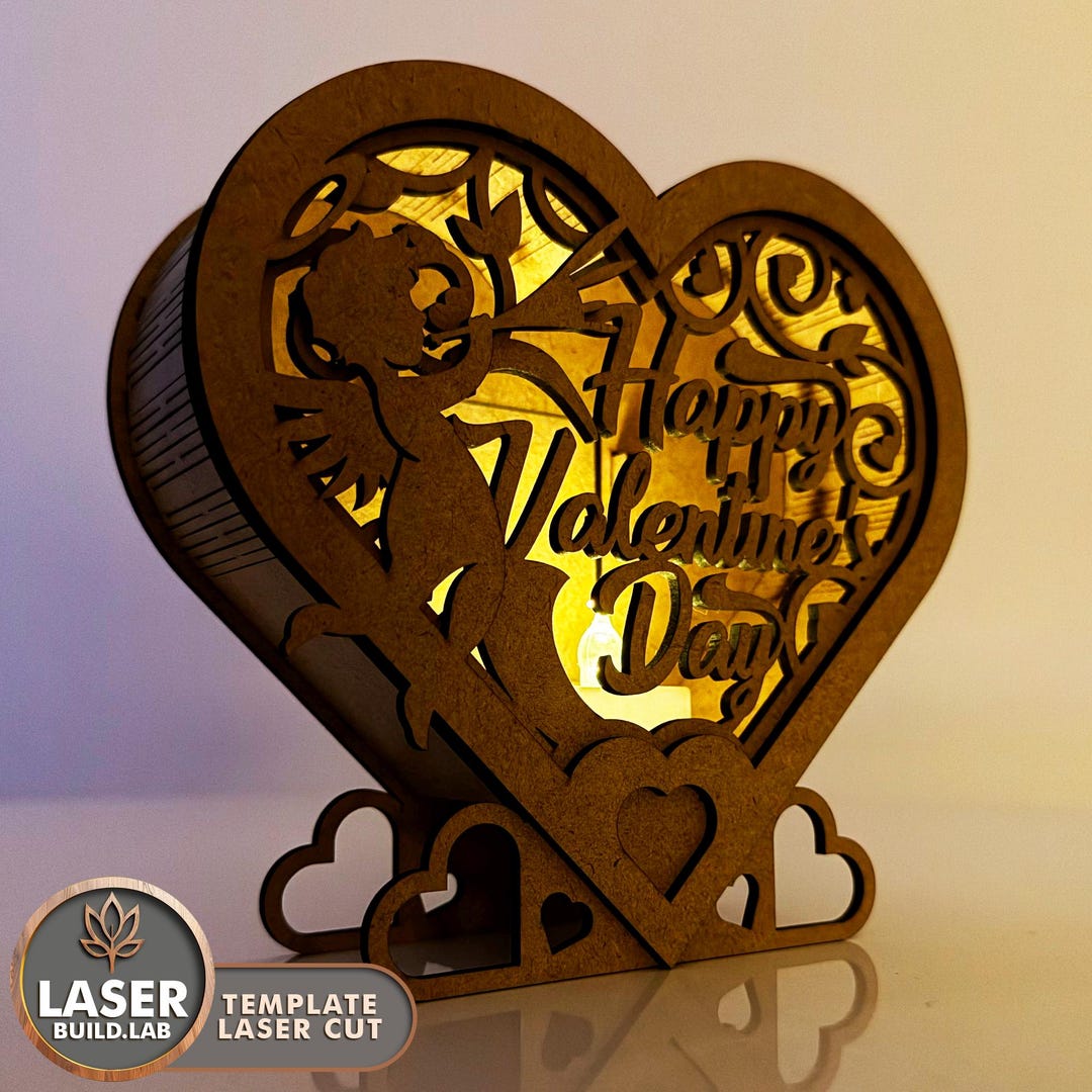 Heart Candle Holder Valentine's Day Laser File, Romantic Glowforge ...