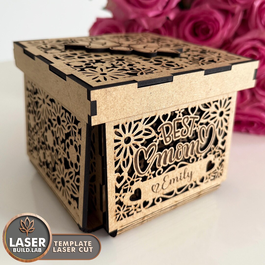 Gift Box Mother's Day Laser Cut File, Mom Laser Files and Mum Laser ...