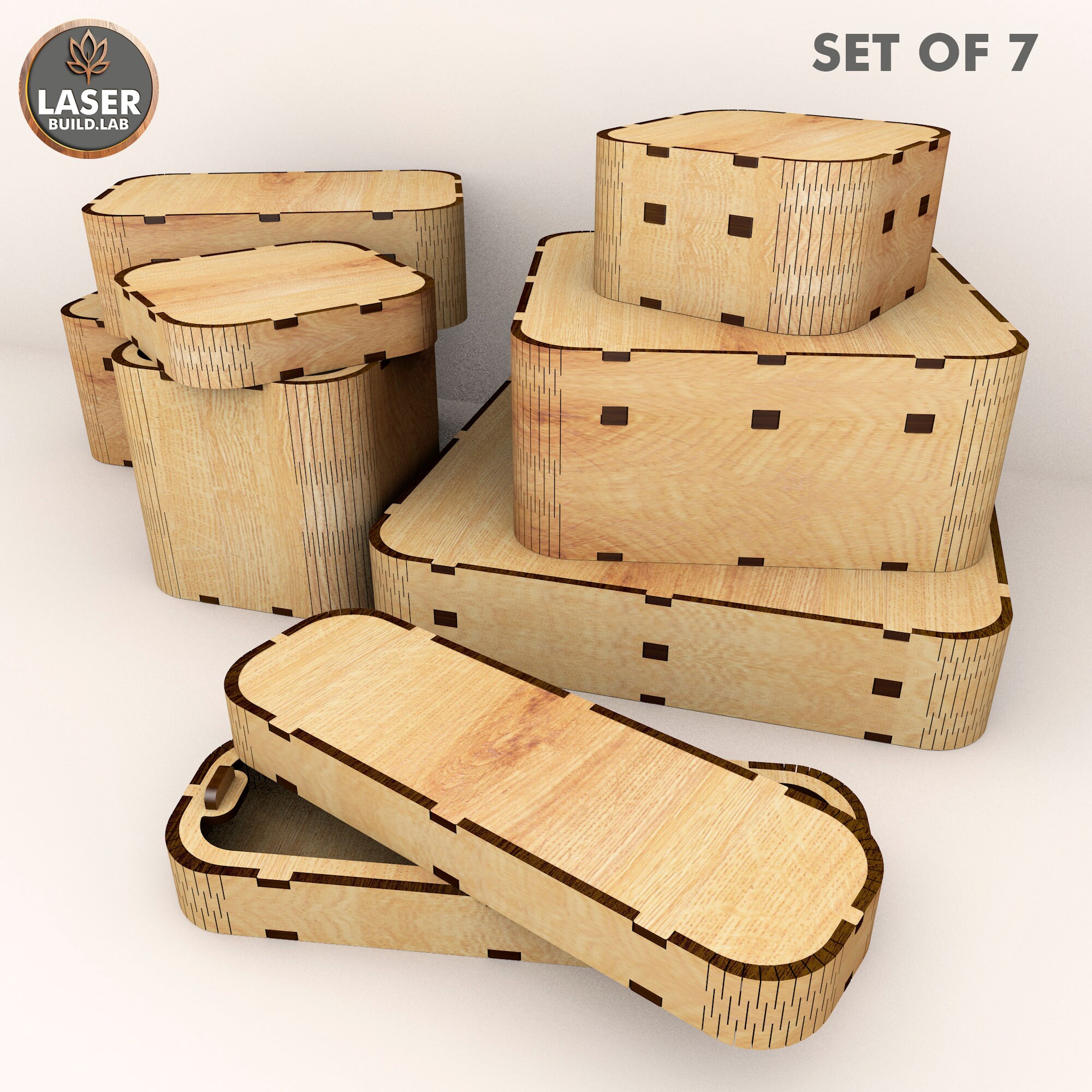 Big Bundle 7 Boxes Laser Cut Box File and Box DXF, Packaging Box SVG ...