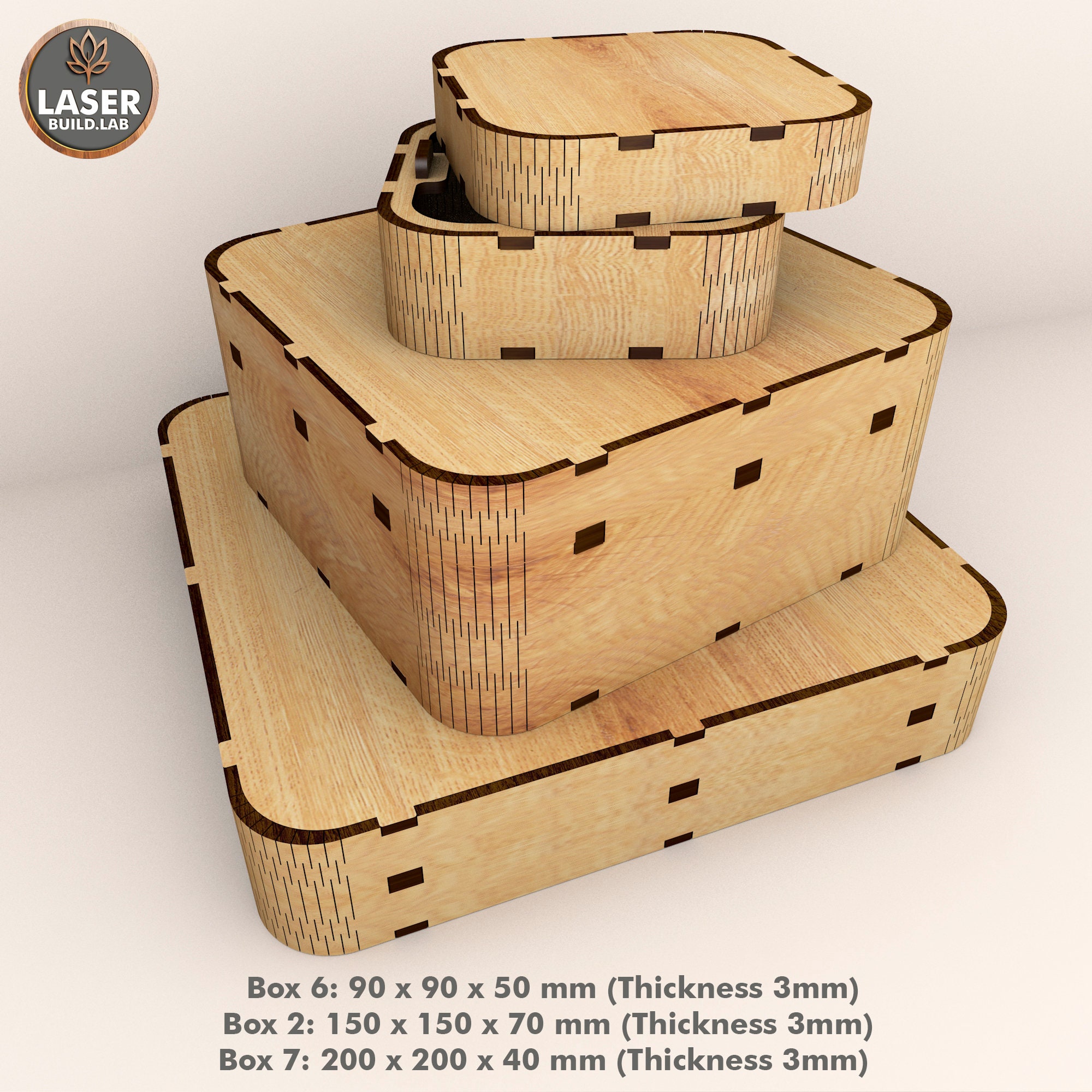 Big Bundle 7 Boxes Laser Cut Box File and Box DXF, Packaging Box SVG ...