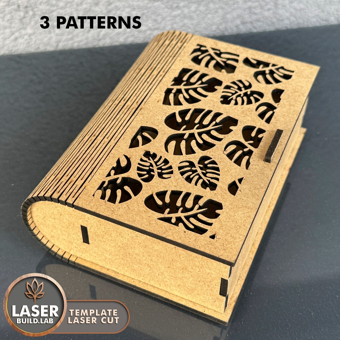 Svg Laser Cut File Box and Wooden Box With Lid, Laser Cut Box Book and ...