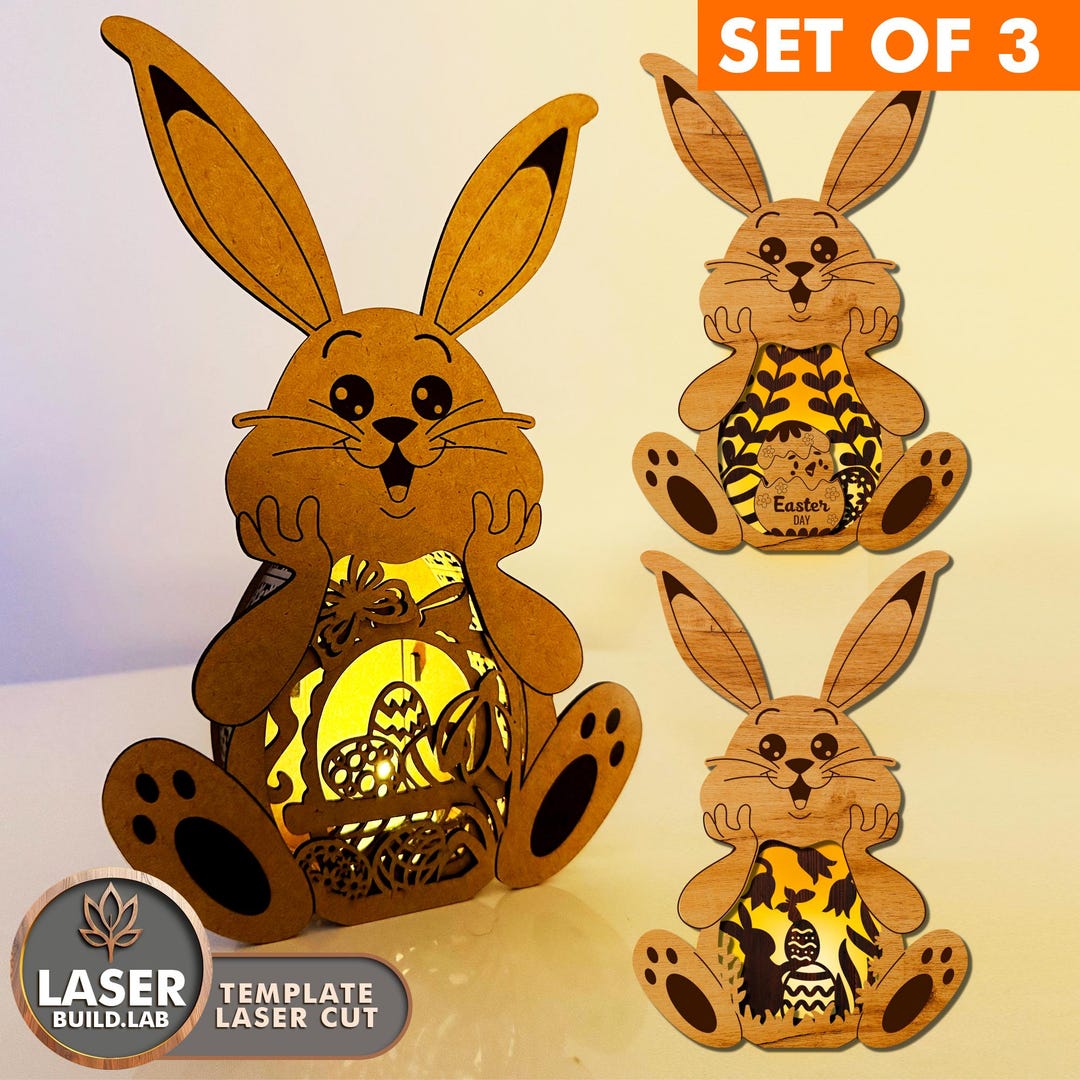 Rabbit Easter Laser Cutting Designs, Easter Lantern Laser Cut File ...