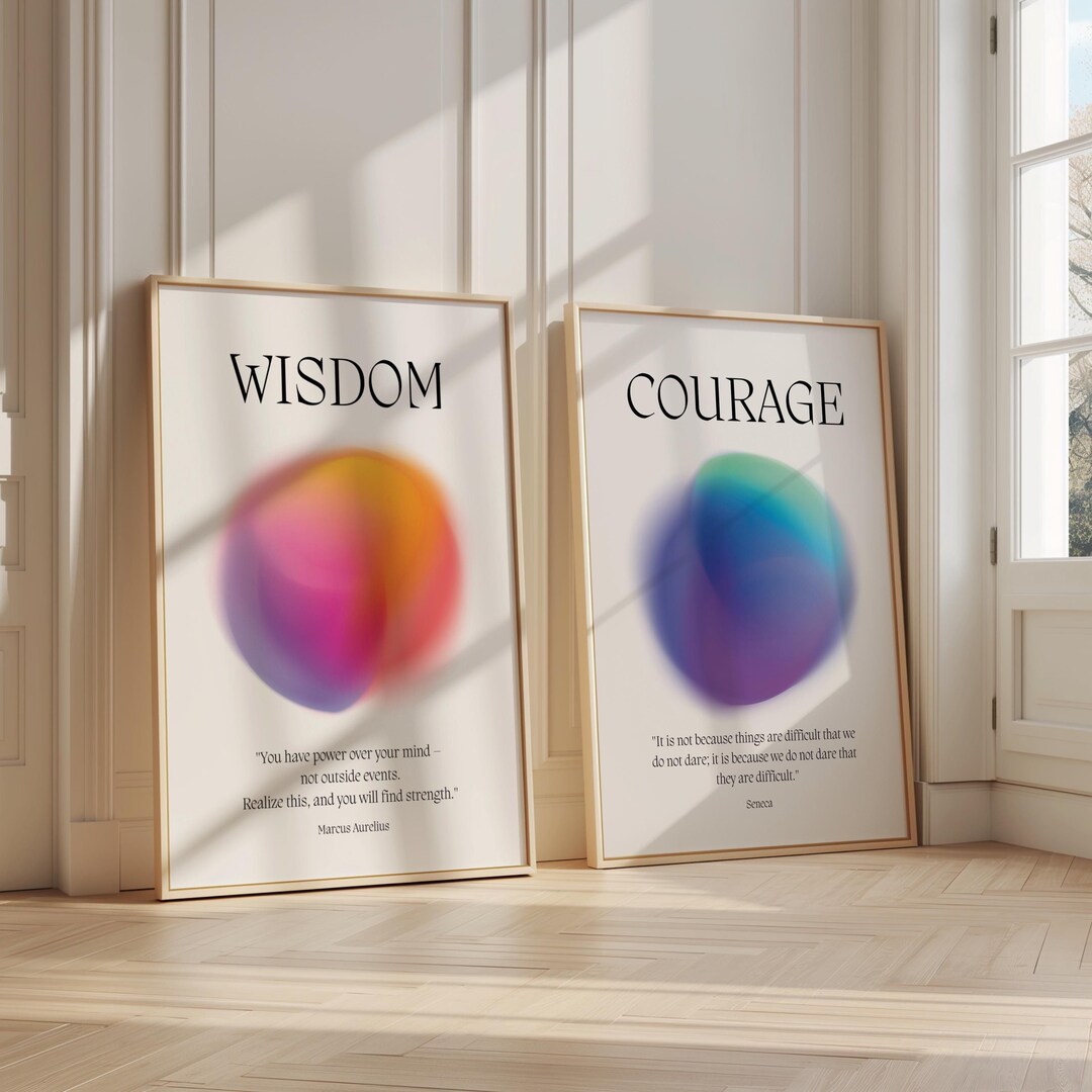 Stoic Wisdom Courage Gallery Wall Set of Two Marcus Aurelius Seneca 2 ...