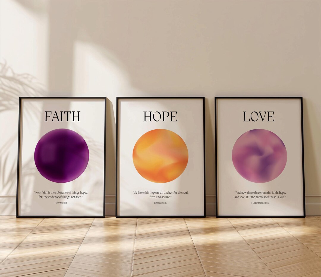 Faith Hope Love | Gallery Wall Set of Three Christian Digital Download ...