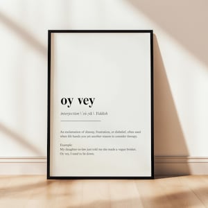OY VEY Definition Printable Poster | Hebrew Wall Art, Israel Home Decor ...