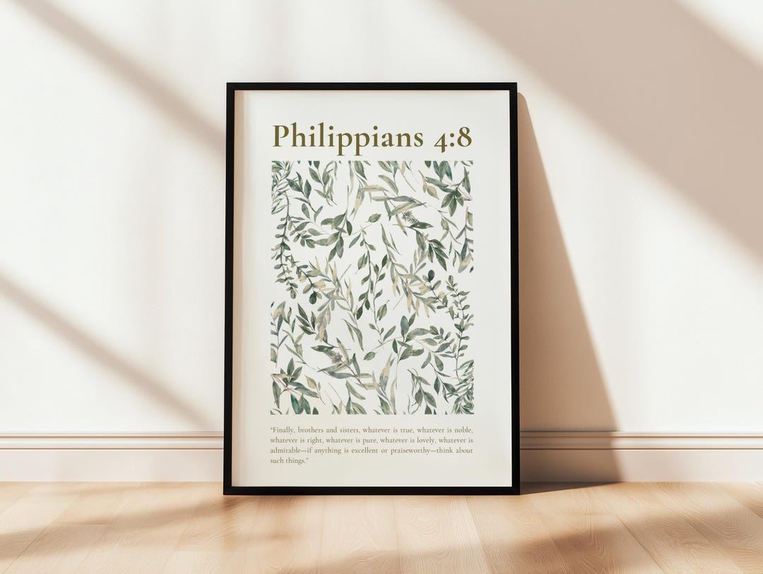 Whatever is True | Neutral Olive Leaves Pattern Philippians 4:8 Bible ...