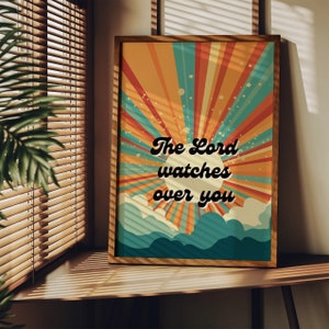 The Lord Watches Over You Religious Wall Art Digital Download Retro ...
