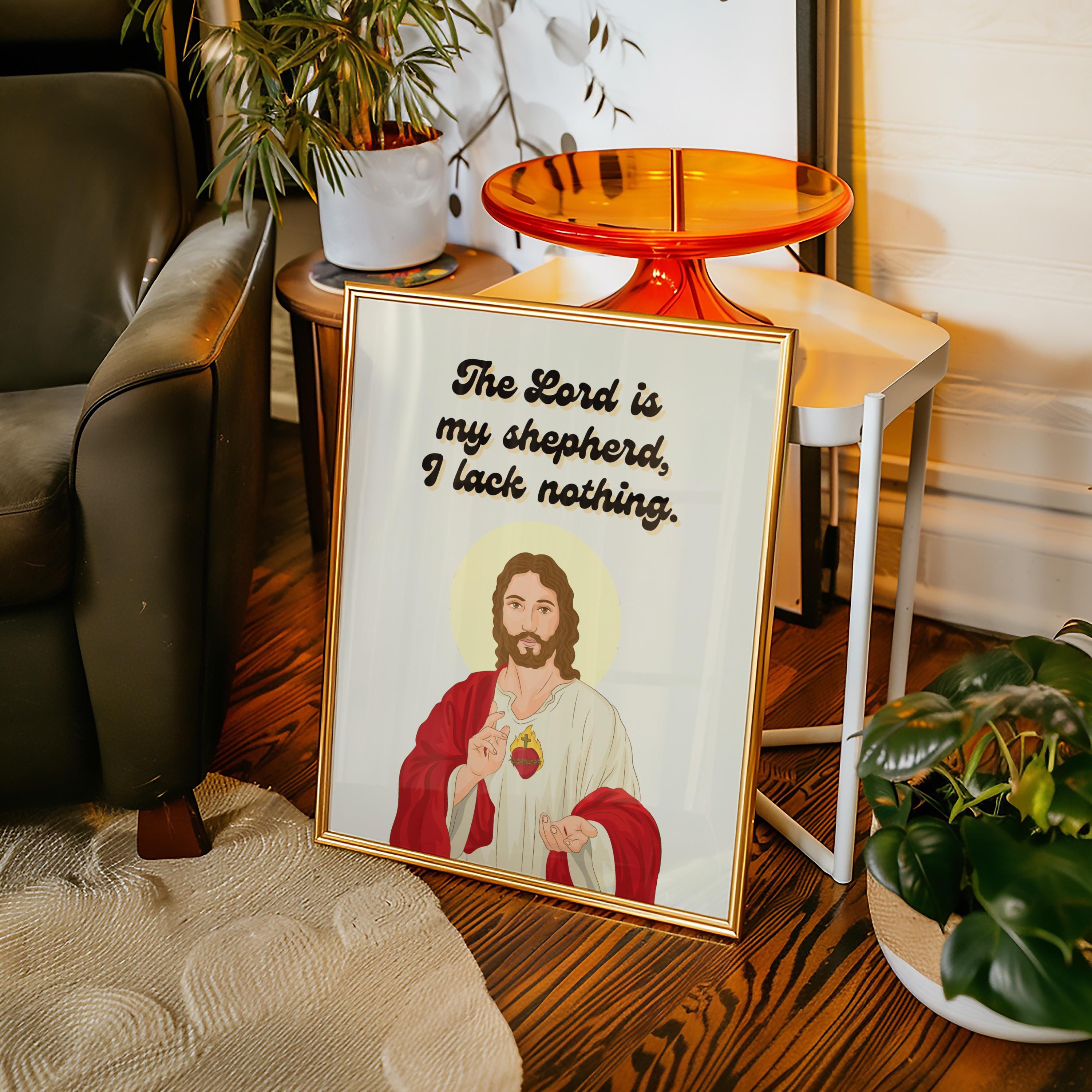 The Lord is My Shepherd, I Lack Nothing Psalm 23 Graphic Religious Wall ...