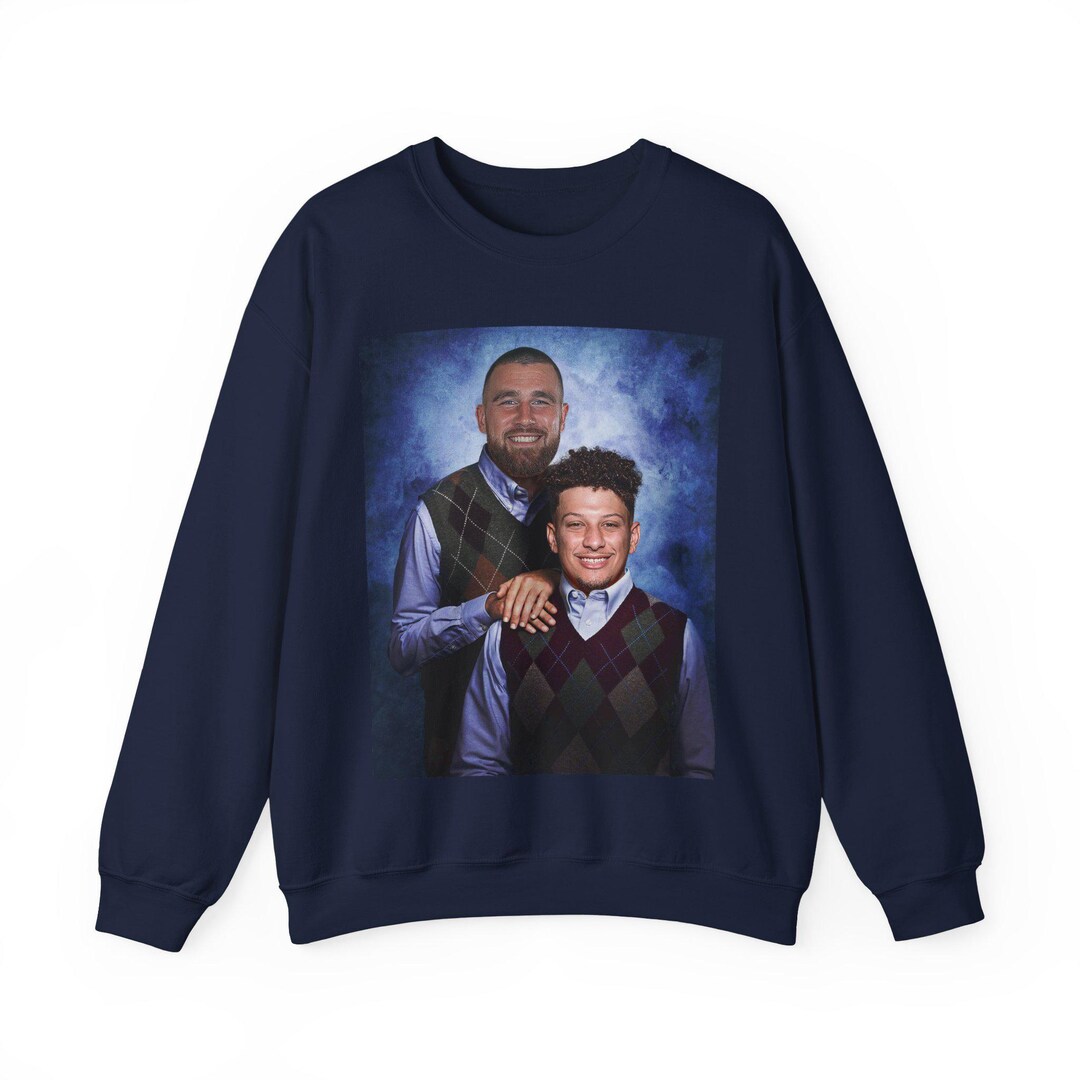 Travis Kelce Patrick Mahomes Kansas City, Chiefs Merch Graphic Crewneck ...