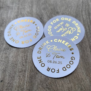 Gold Foil Wedding Drink Tokens Redeem for a Drink Coupon Bar Voucher ...
