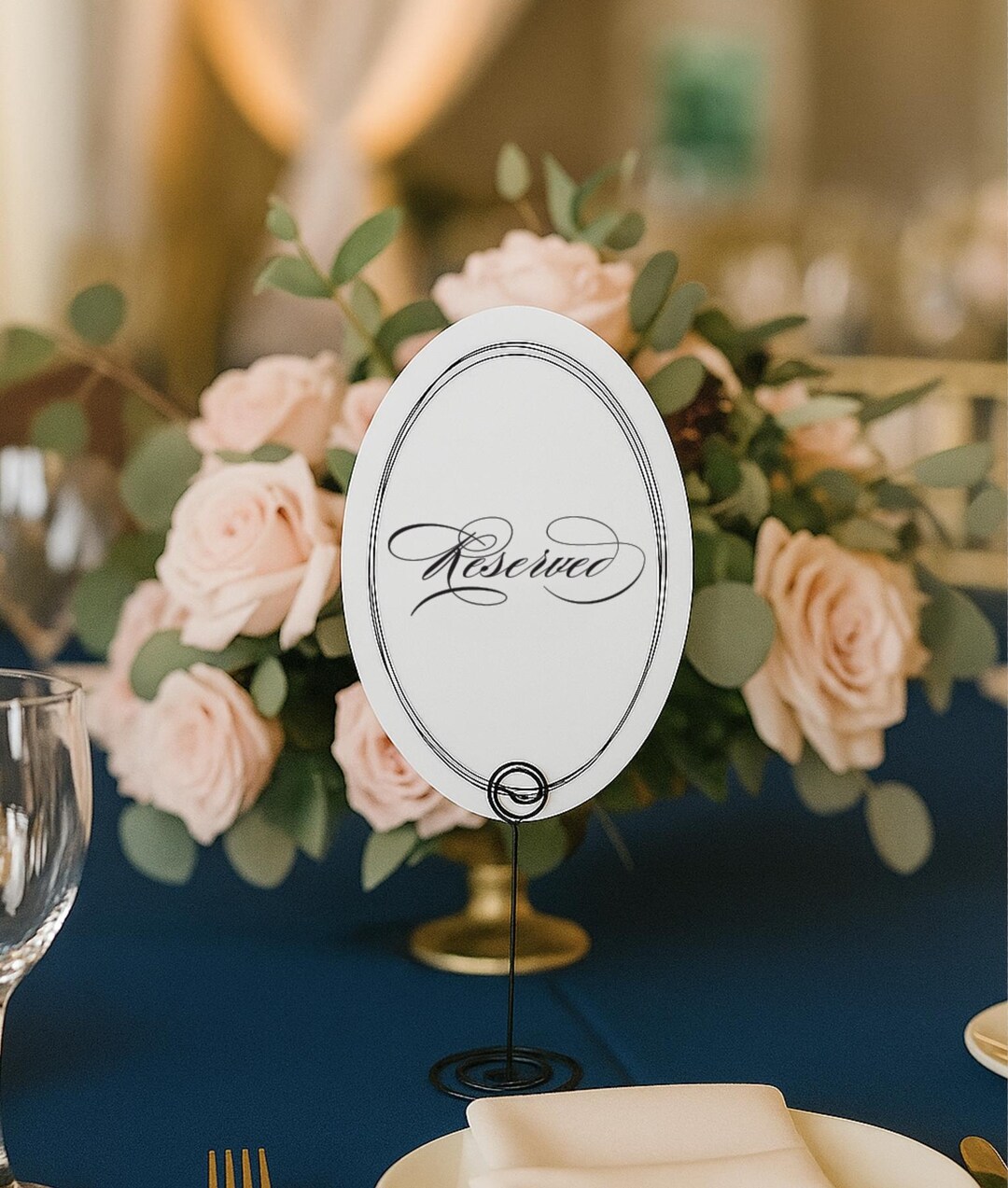Oval RESERVED Table Sign - Event Wedding Table Number Assignment ...