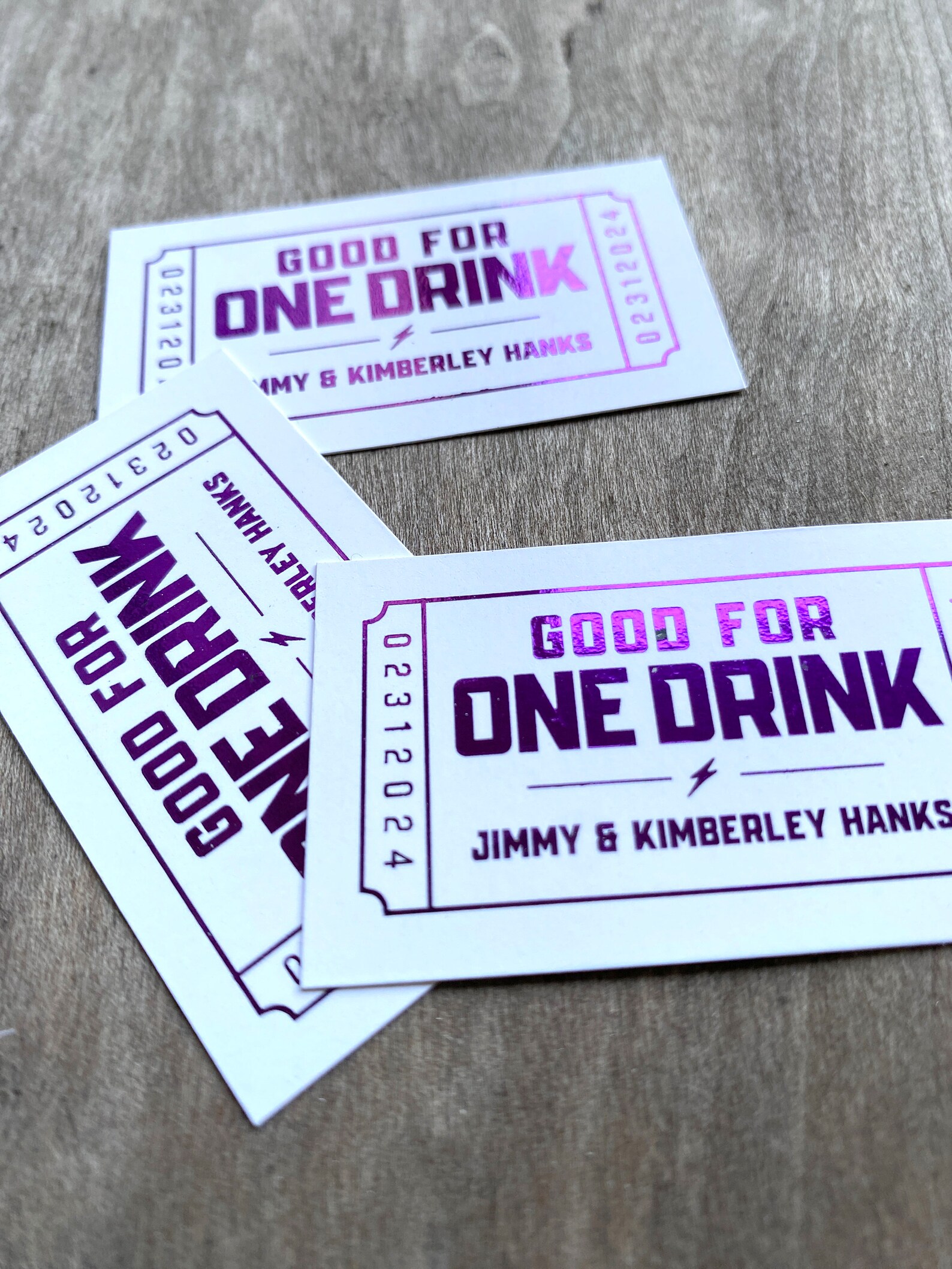 Gold Foil Wedding Drink Tickets - Redeem for a Drink Coupon - Bar ...
