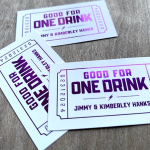 Gold Foil Wedding Drink Tickets - Redeem for a Drink Coupon - Bar ...