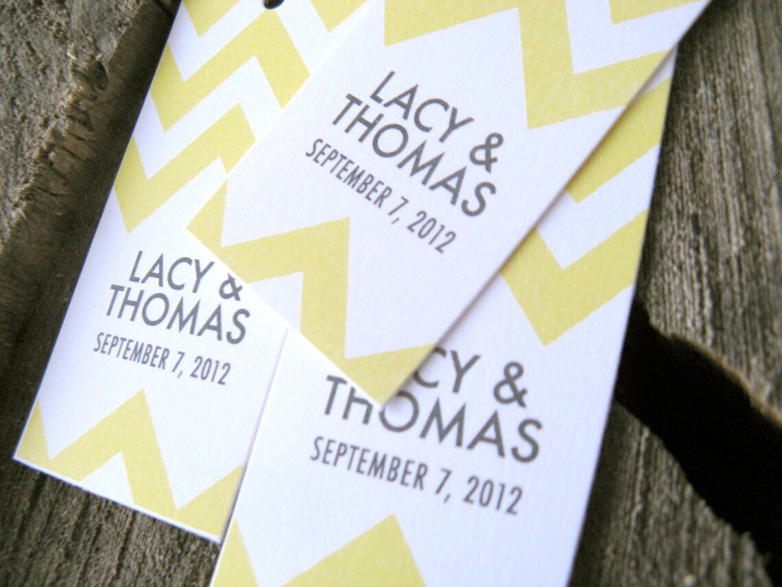 Yellow Chevron Stripe Gift Tags - Wedding Favor Tags - Party Gift Tags ...