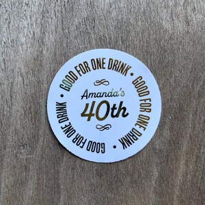 Gold Foil Wedding Drink Tokens Redeem for a Drink Coupon Bar Voucher ...