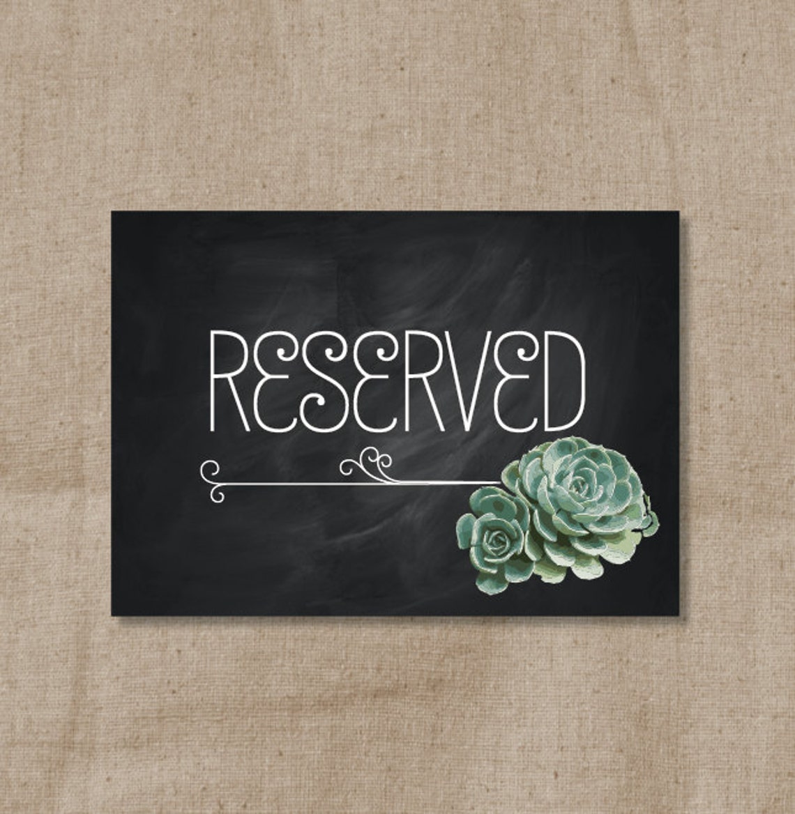 Wedding Succulent Chalkboard Reserved Sign, Blackboard Saved Table Sign ...