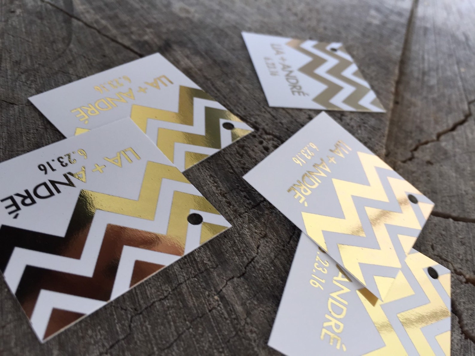 Gold Chevron Stripe Gift Tags Metallic Silver Wedding Favor | Etsy